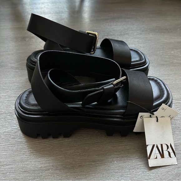 Zara | Shoes | Zara Lug Sole Leather Platform Sandals | Poshmark